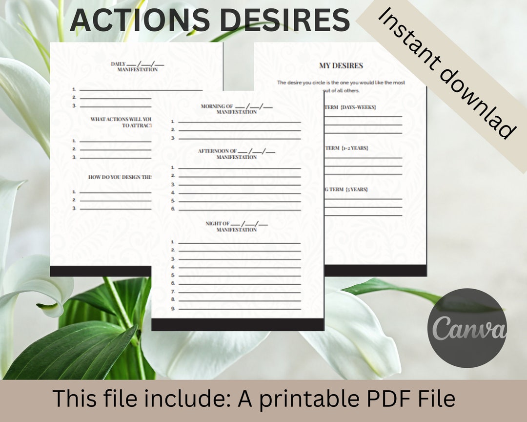Actions/ Desires/369 Printable Worksheets/instant Download - Etsy