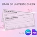 Bank of Universe Check| Manifestation Checks| Law of Attraction Check ...