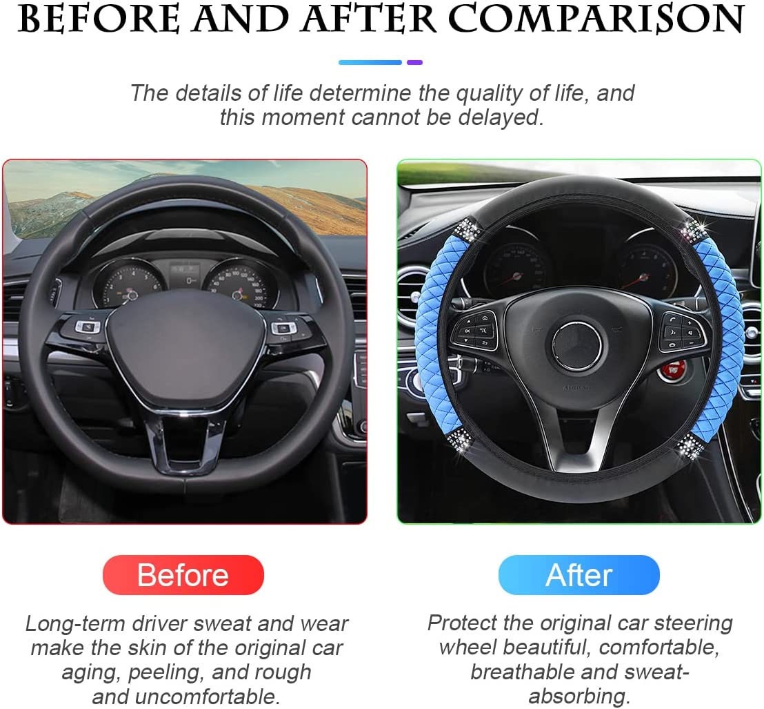 Bling Steering Wheel Cover for Women Universal Fit Steering Wheel ...