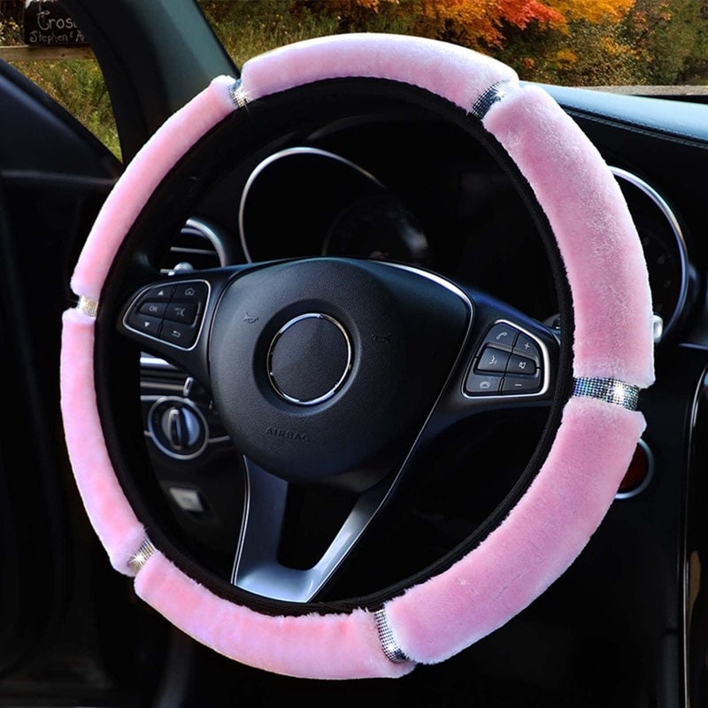 Pink steering wheel cover with diamonds store