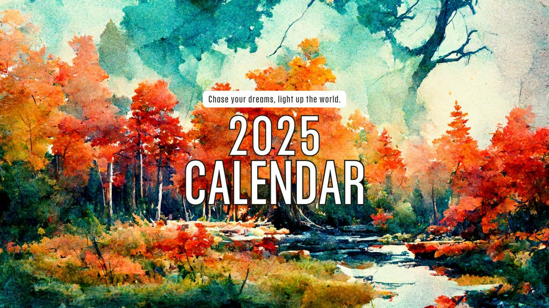 Seasons in Watercolor 2025 Calendar || Digital Printable Calendar - Etsy