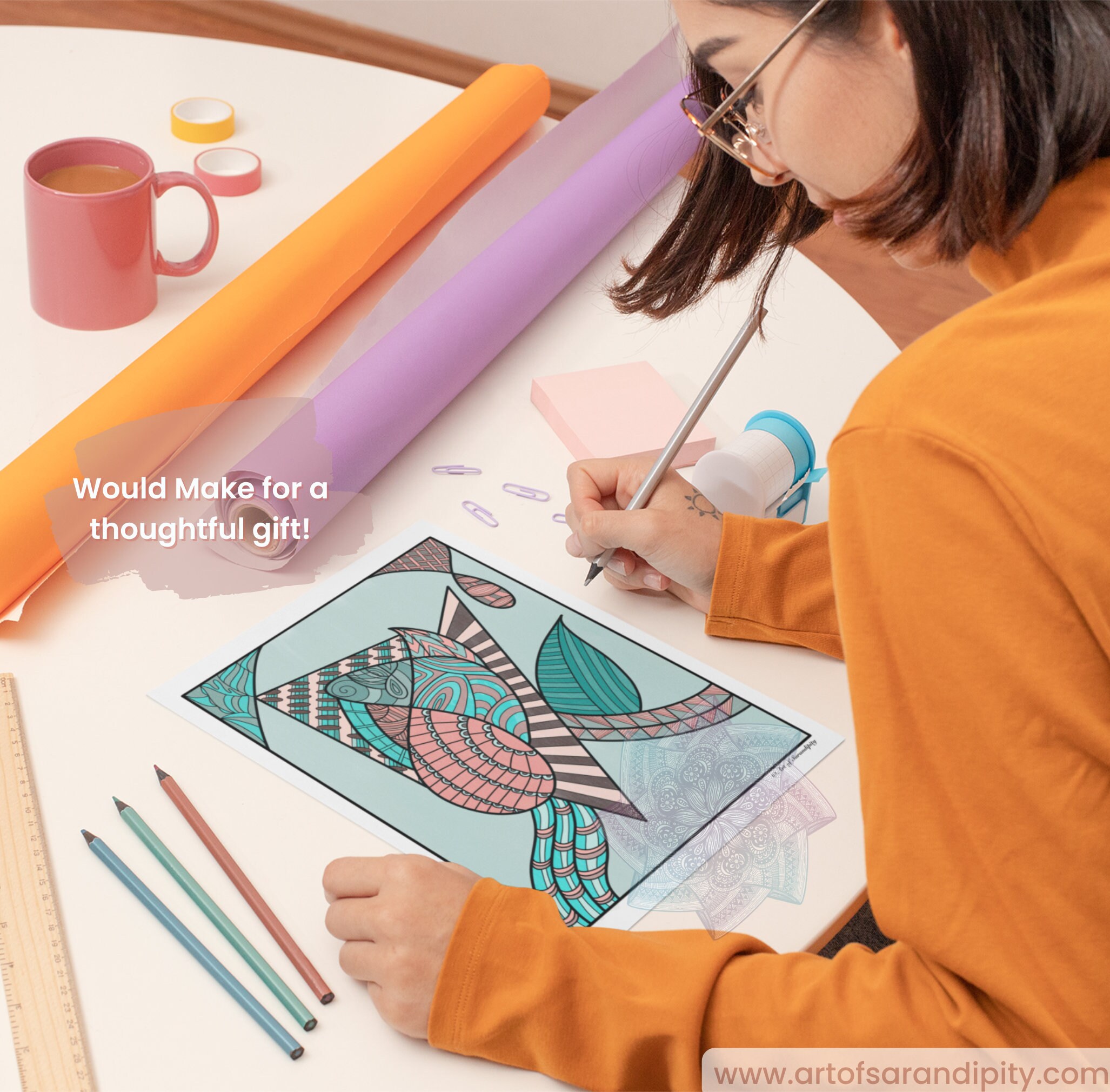 Abstract Line Art Coloring Page Printable, Zentangle Inspired Design ...