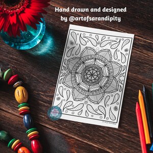 Floral Mandala Coloring Pages Adult Coloring PDF Hand-drawn Printable ...