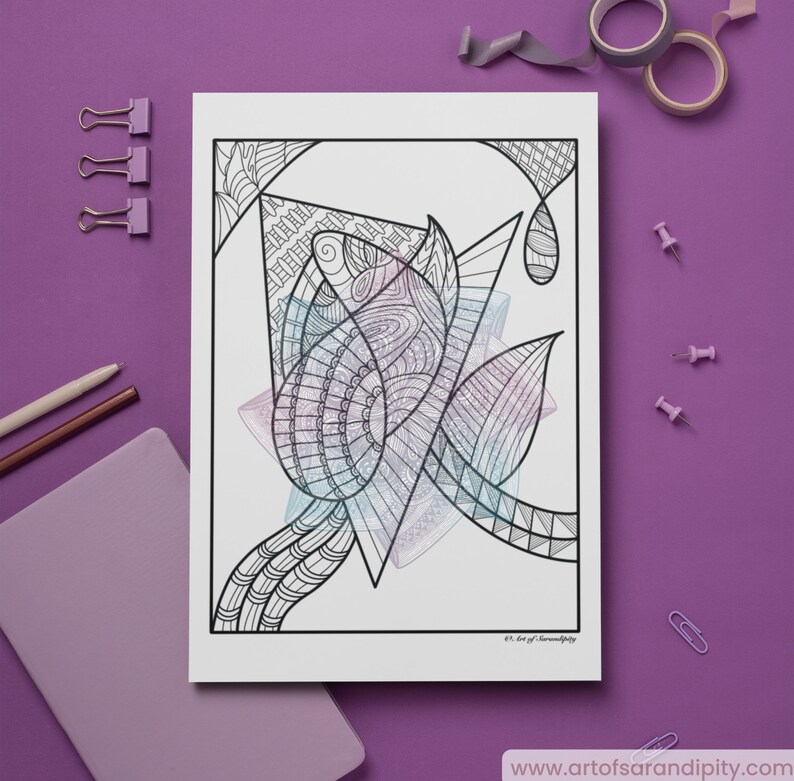 Abstract Line Art Coloring Page Printable Zentangle Inspired - Etsy