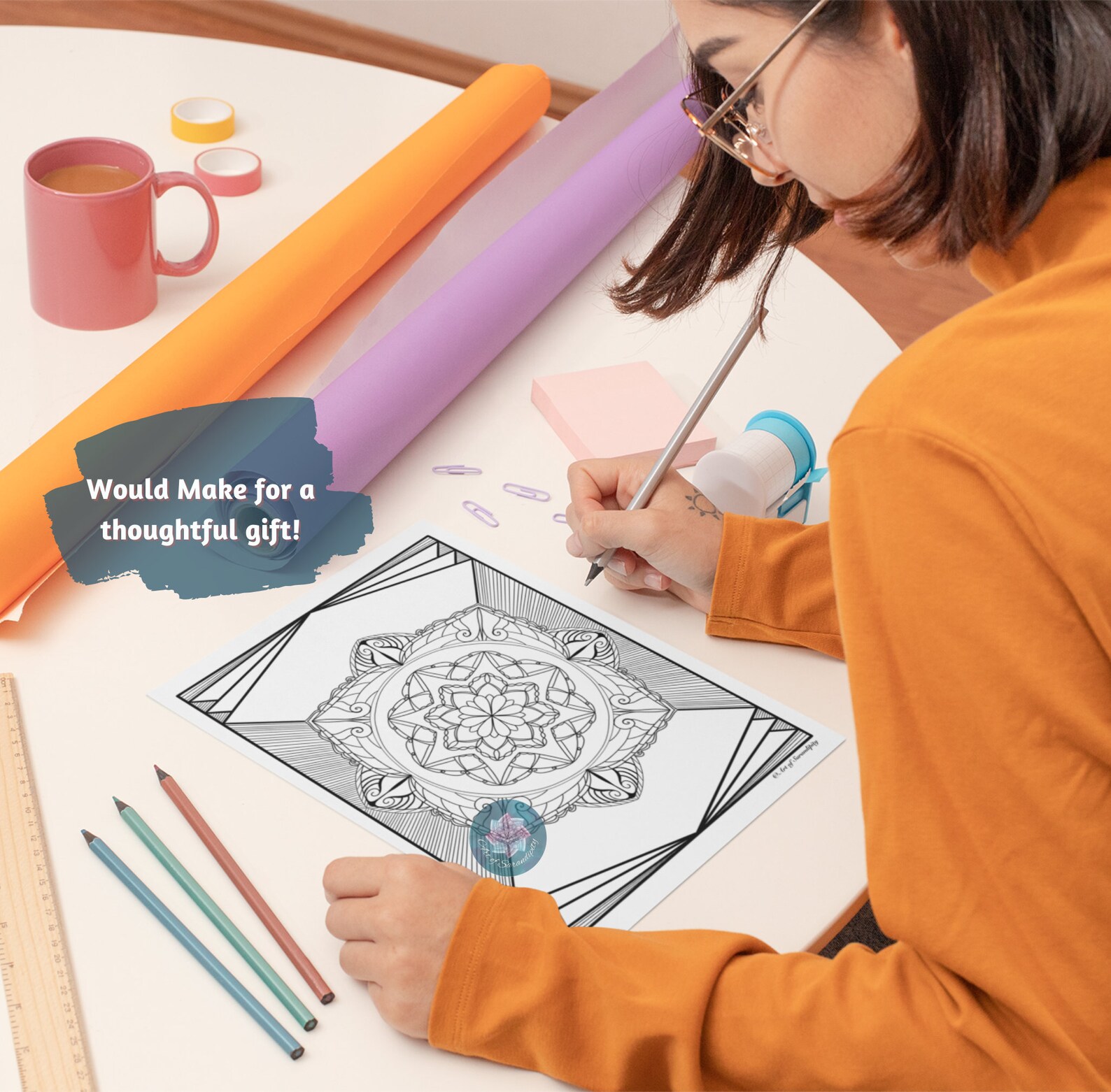 Floral Mandala Coloring Pages Adult Coloring PDF Hand-drawn Printable ...