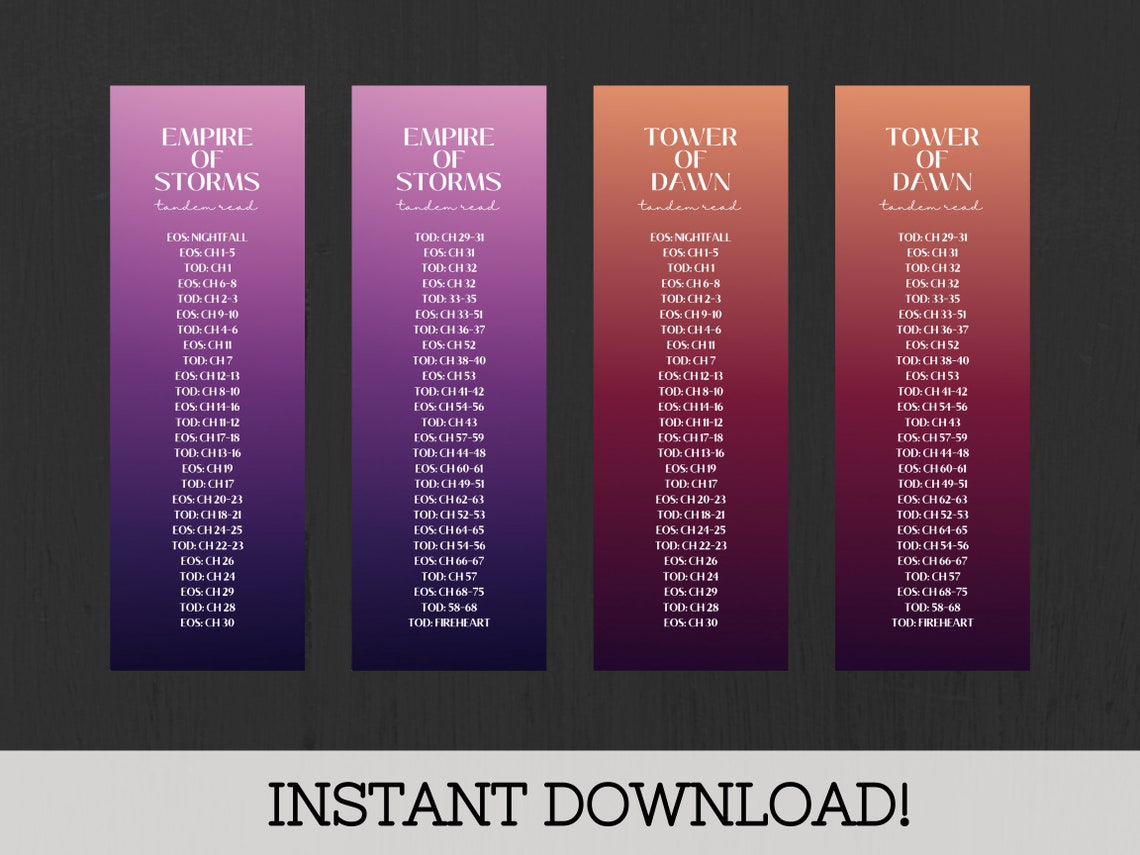 DIGITAL DOWNLOAD TOG Throne of Glass Tandem Read Printable Bookmarks ...