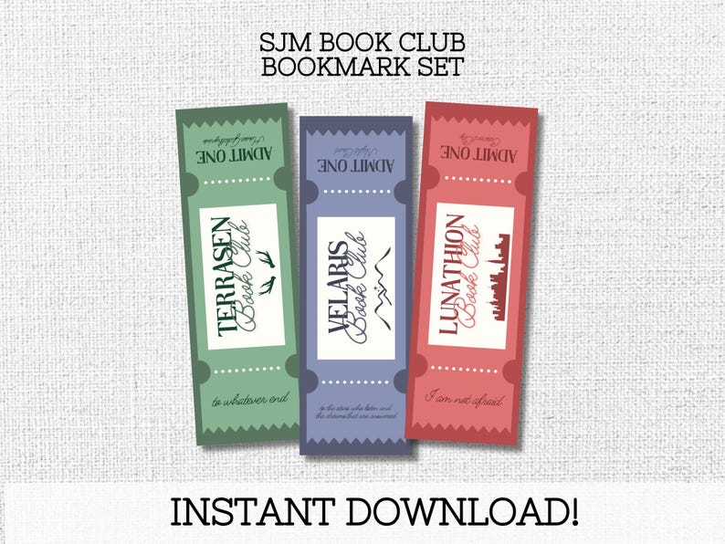 DIGITAL DOWNLOAD SJM Sarah J Maas Book Club Printable Bookmarks, Set of ...