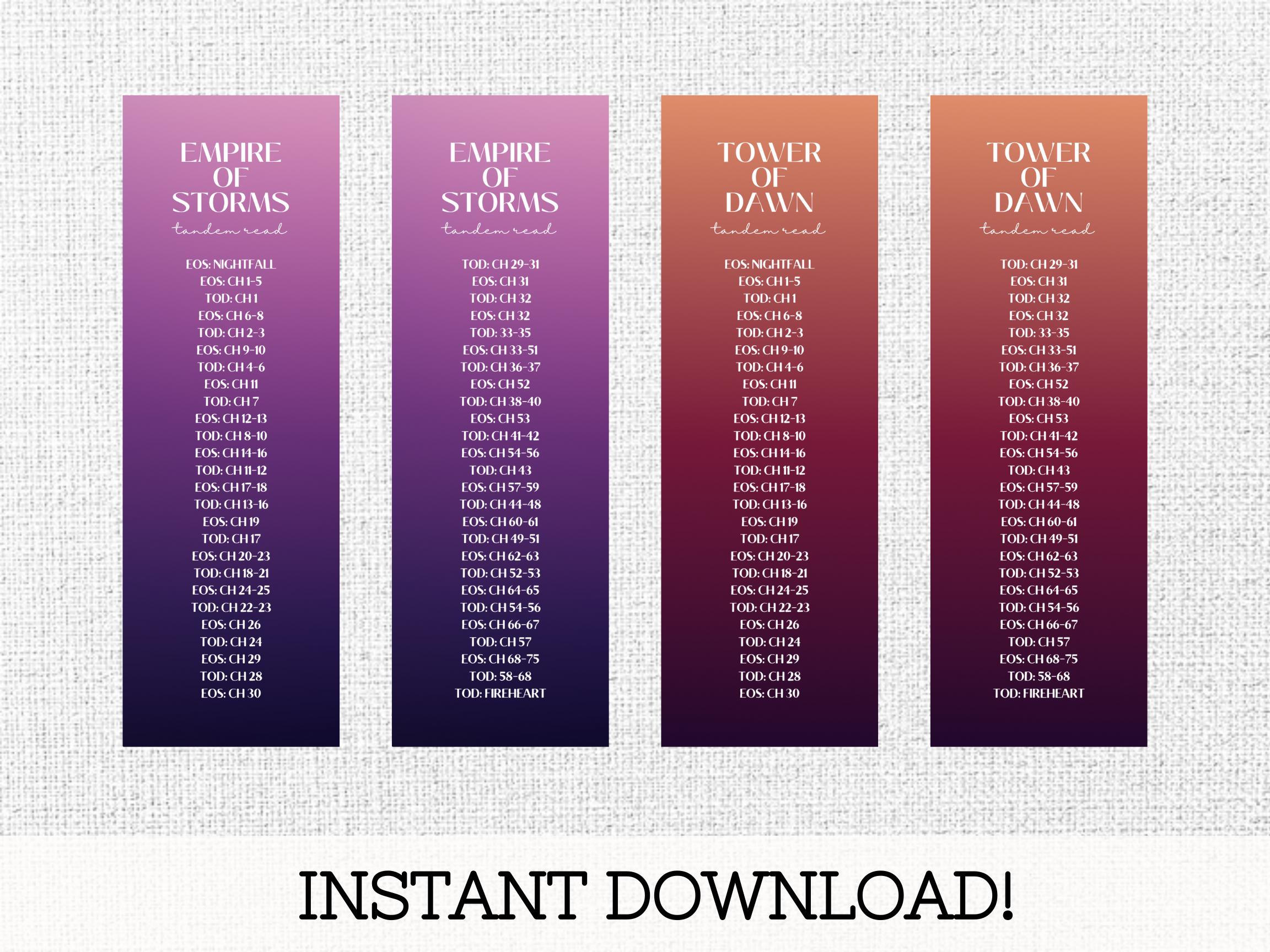 DIGITAL DOWNLOAD - TOG Throne of Glass Tandem Read Printable Bookmarks ...