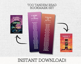 Throne of Glass Tandem Read Bookmark Printable, EOS Empire of Storms, TOD Tower of Dawn, Sarah J ...
