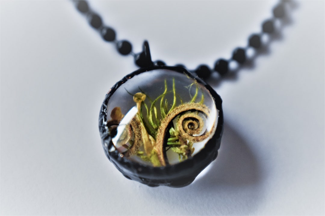 Men's Forest Glass Pendant, Ferns and Moss Pendant, Naturecore Necklace ...