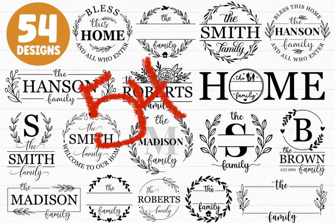 Family Designs & Letter Heads Great for Home Weddings and More SVG PNG ...