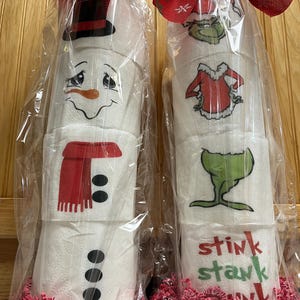 Snowman and Green Monster Toilet Paper Decoration With Plunger ...