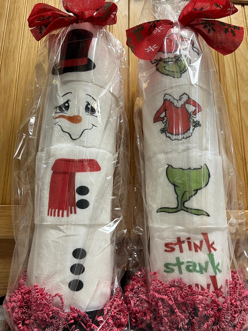 Snowman and Green Monster Toilet Paper Decoration With Plunger ...