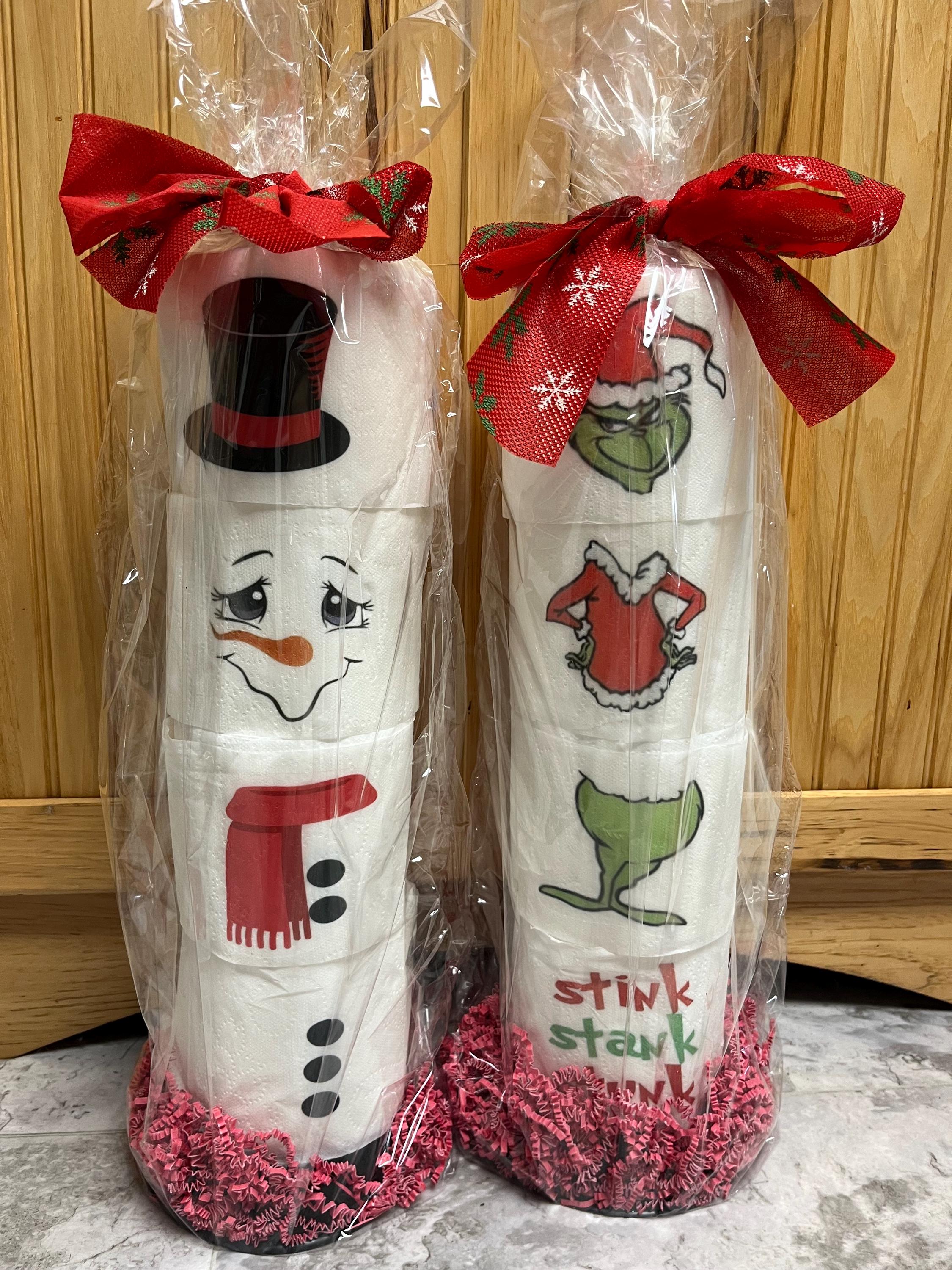 Snowman and Green Monster Toilet Paper Decoration With Plunger ...