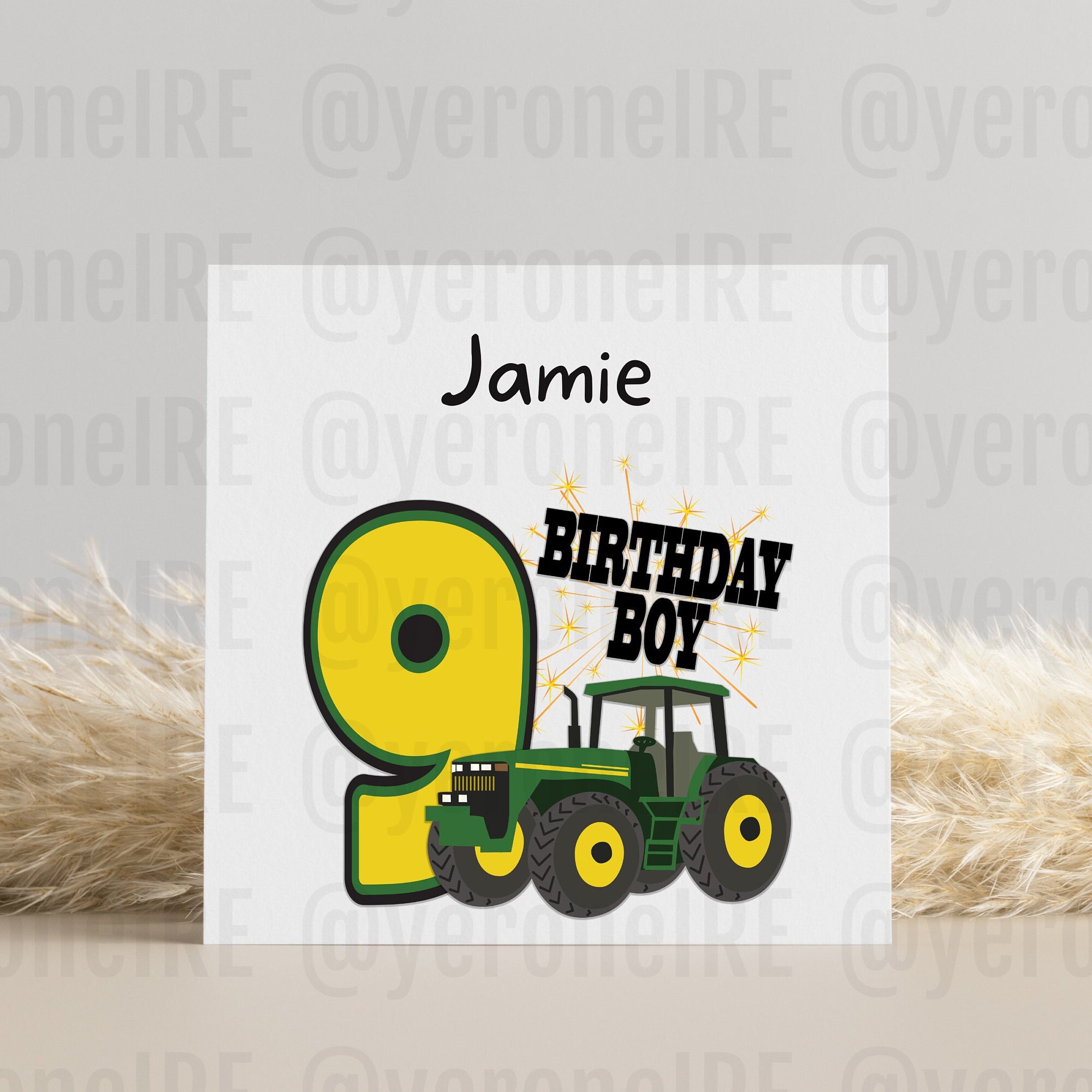 Personalised Tractor Birthday Greeting Card, John Deere Birthday Card ...