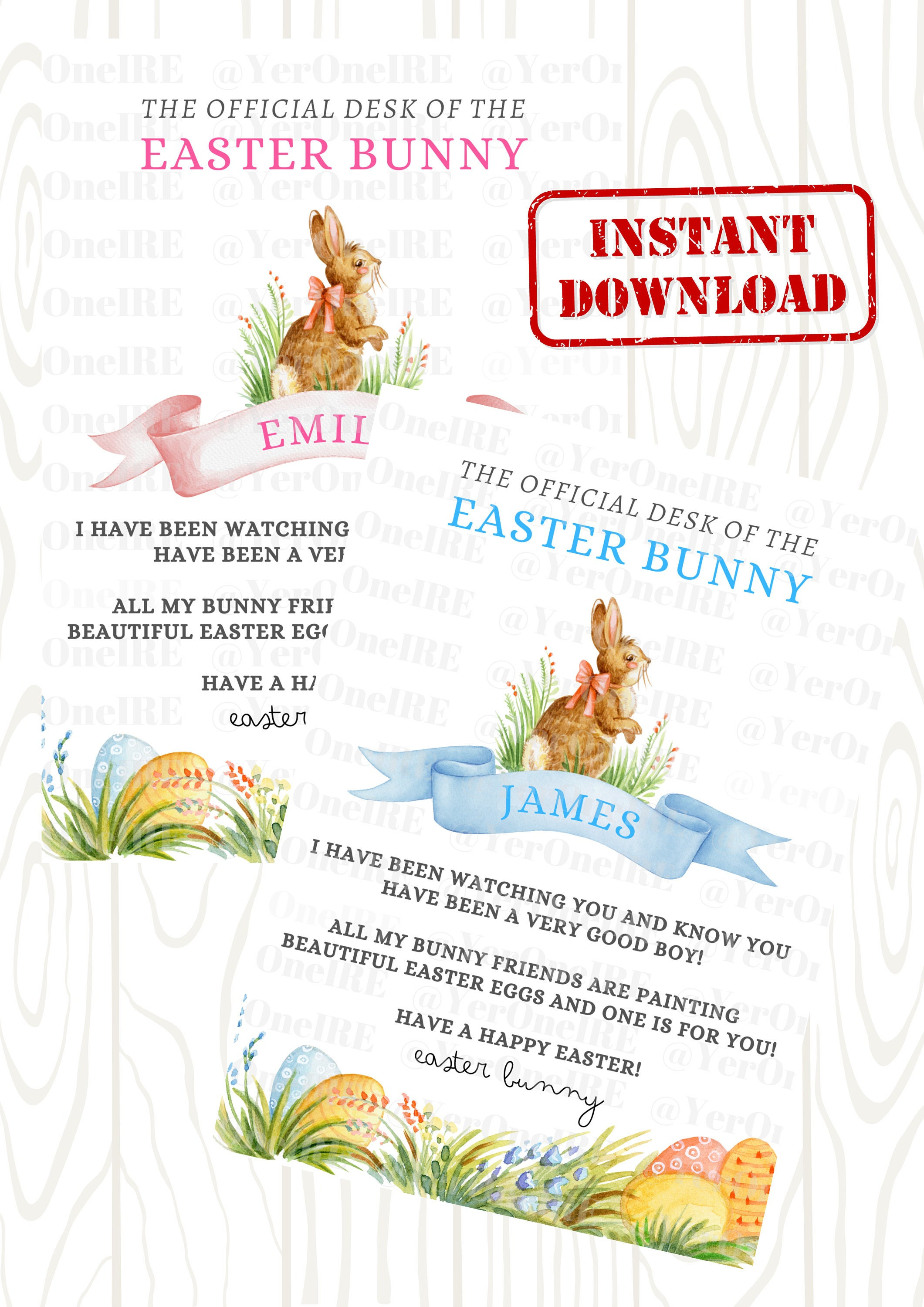 Instant Download Easter Bunny Letter, Easter Bunny Nice List ...