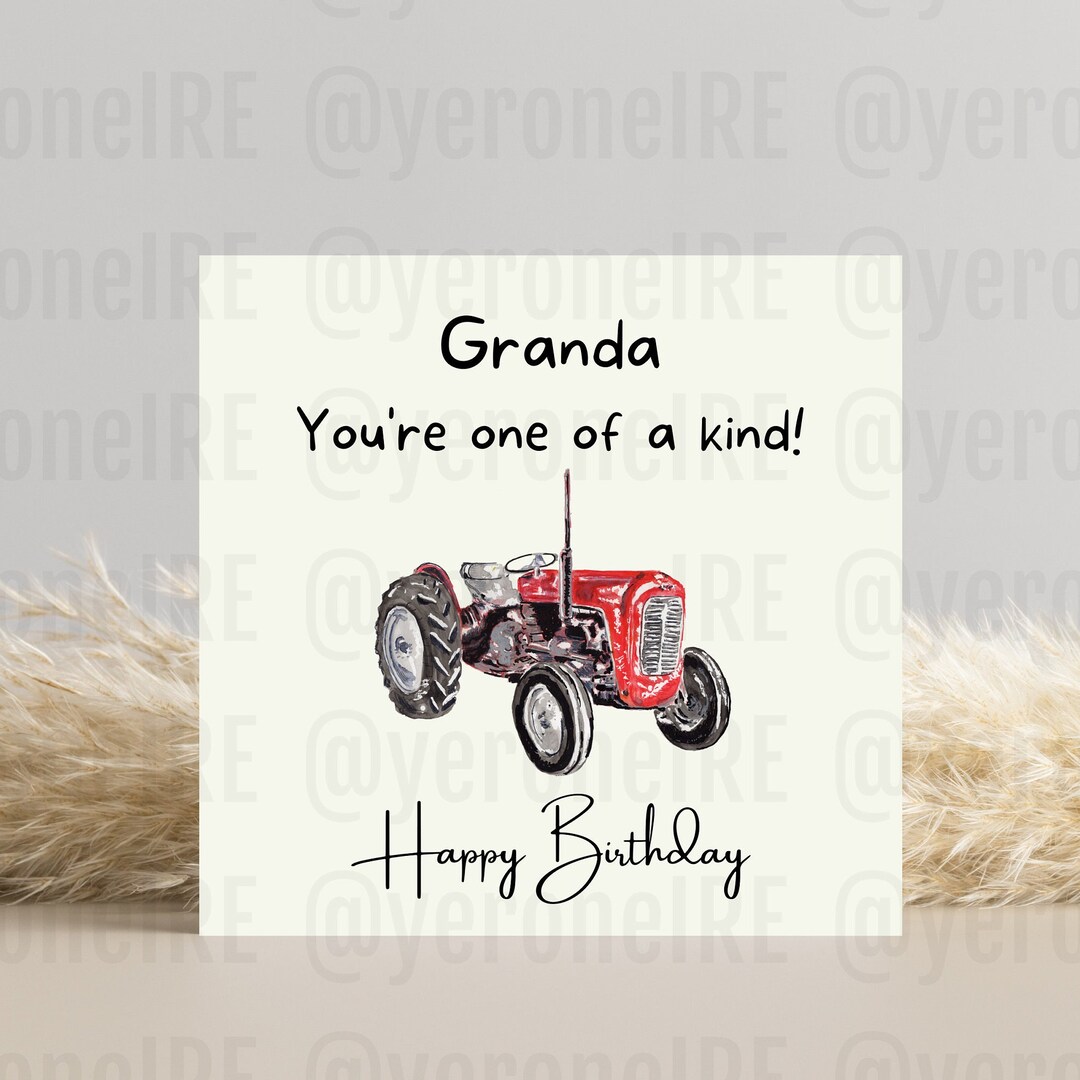 Vintage Tractor Happy Birthday Card Rainbow Art Happy - Etsy