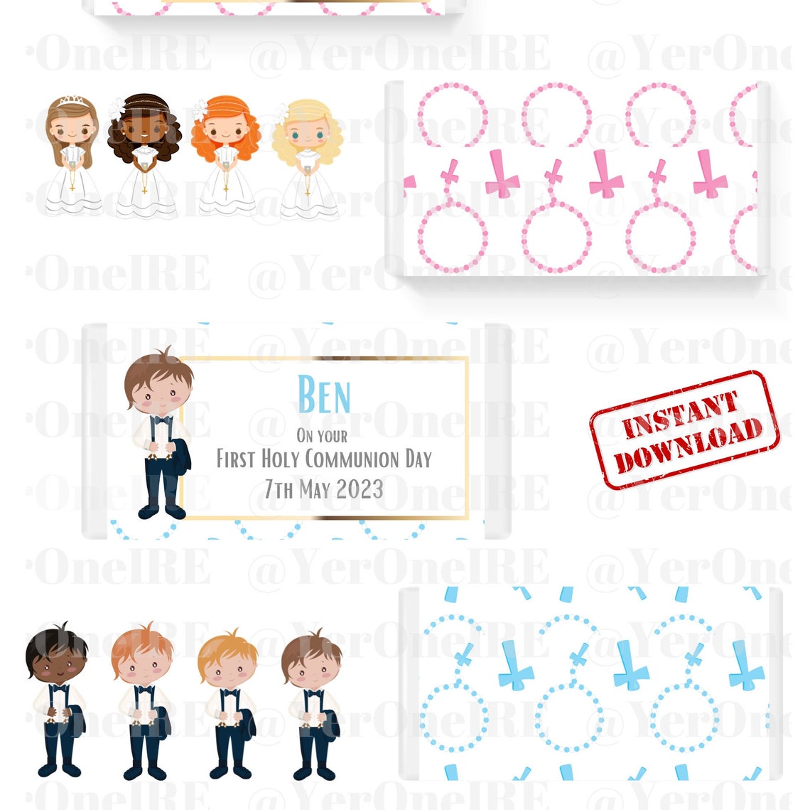 INSTANT DOWNLOAD Cute First Holy Communion Chocolate Bar Wrapper ...
