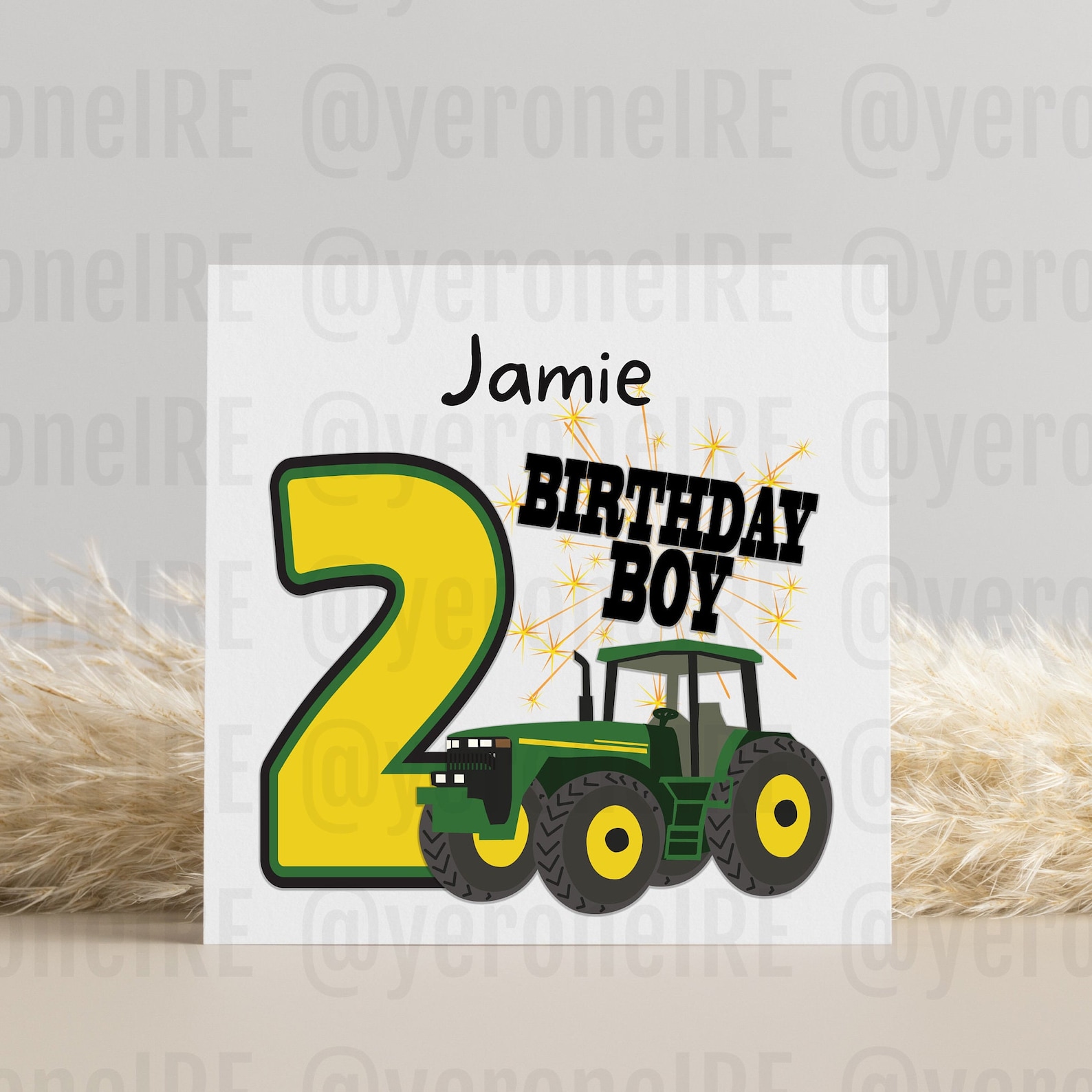 Personalised Tractor Birthday Greeting Card, John Deere Birthday Card ...