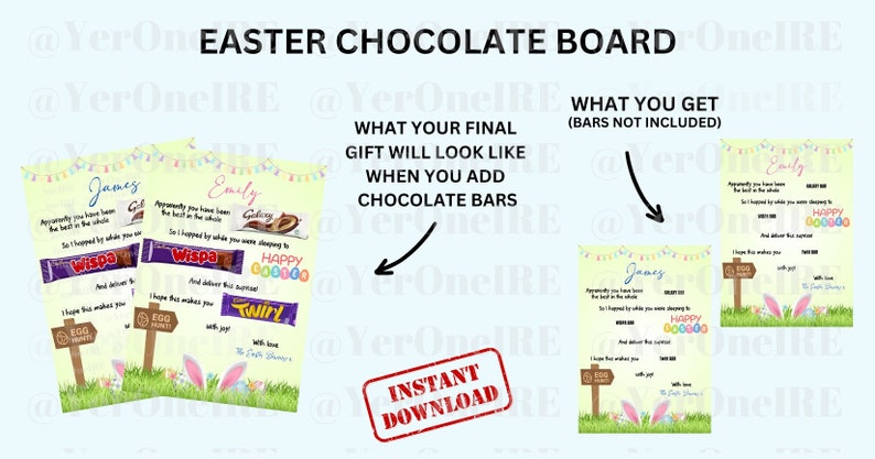 INSTANT DOWNLOAD - Cute Easter Chocolate Bar Board, Easter Bunny Good ...