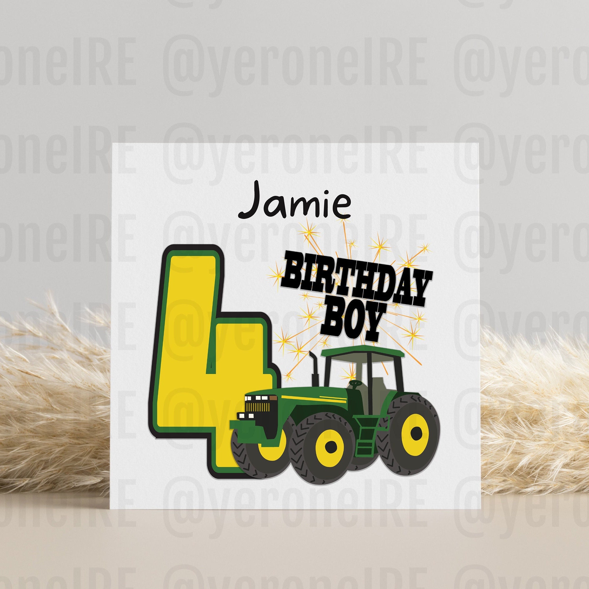 Personalised Tractor Birthday Greeting Card, John Deere Birthday Card ...