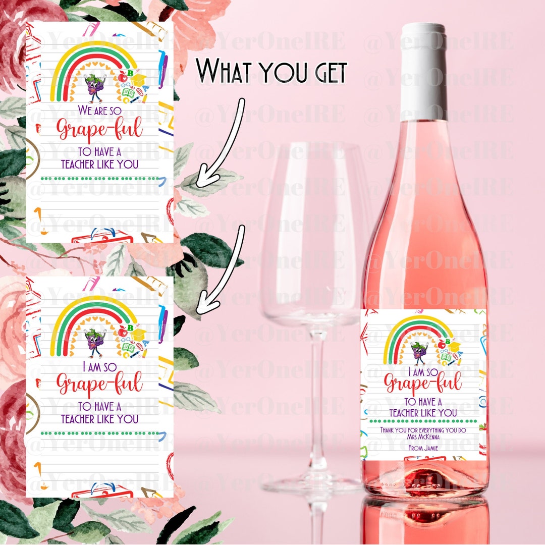 Editable Teacher Gift, Teacher Wine Label Printable, Instand Download ...