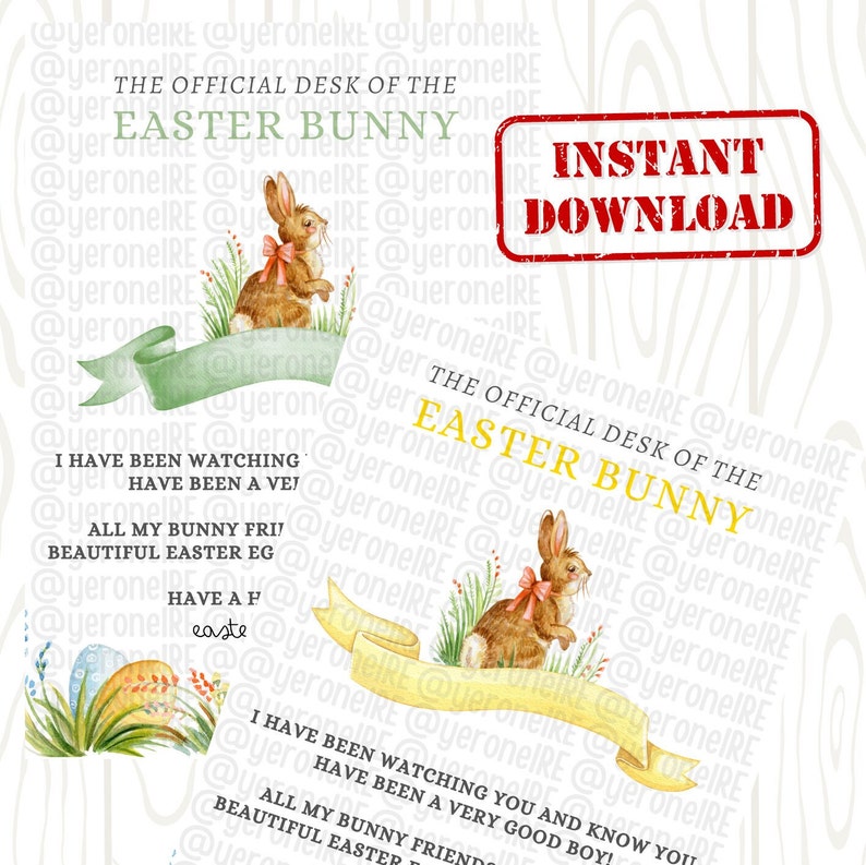 Instant Download Easter Bunny Letter, Easter Bunny Nice List ...
