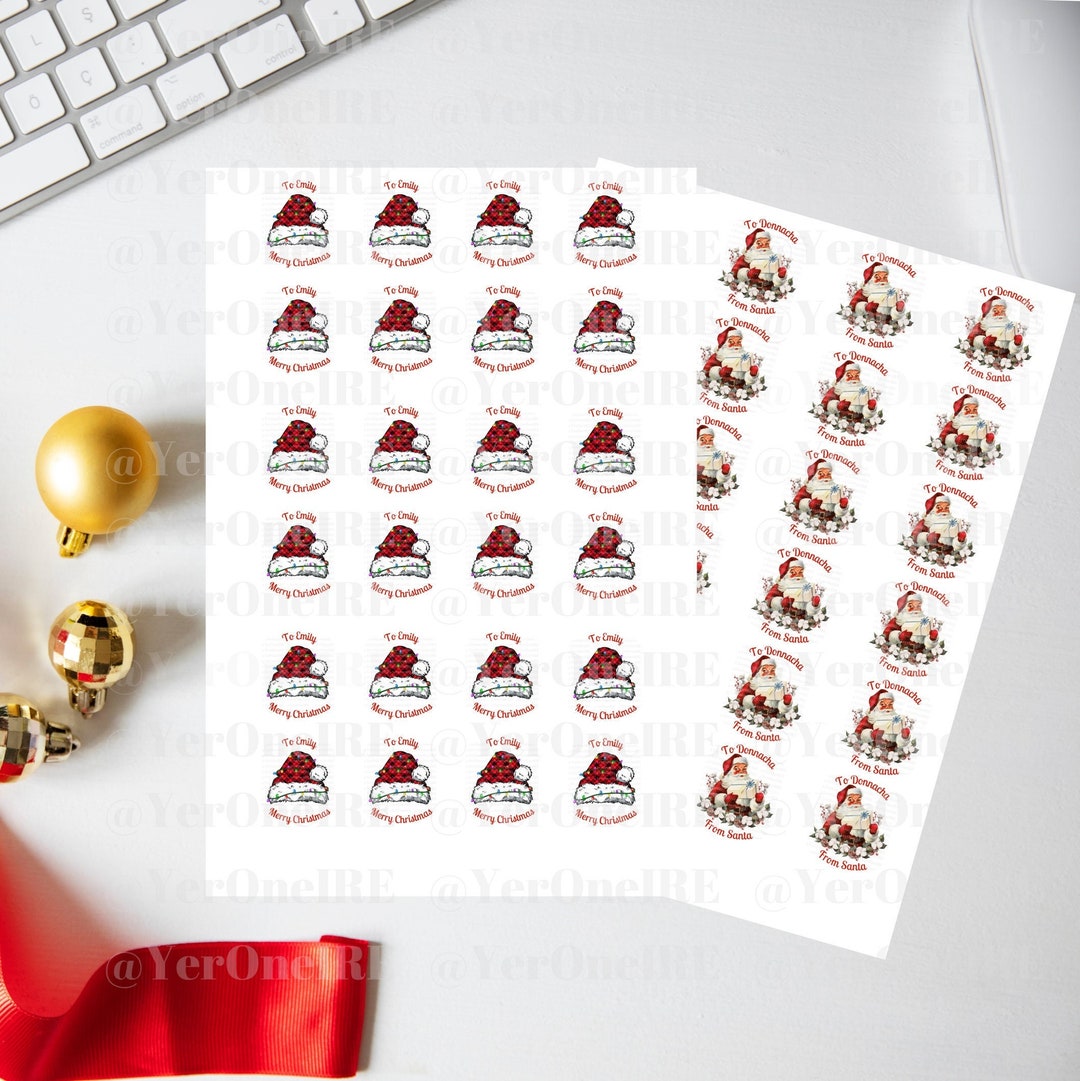 24 Personalised Christmas Gift Stickers, Christmas Labels, Christmas ...