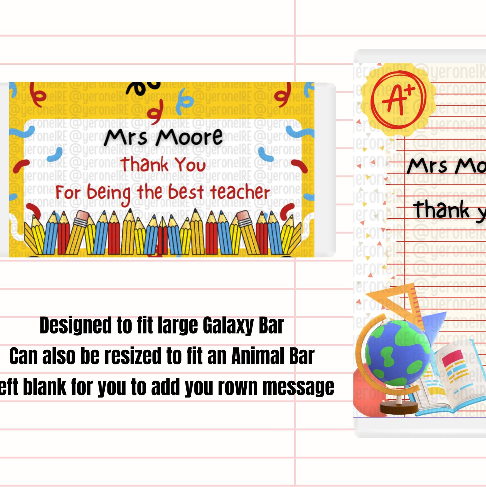 INSTANT DOWNLOAD Teacher Appreciation Chocolate Bar Wrapper, Thank You ...