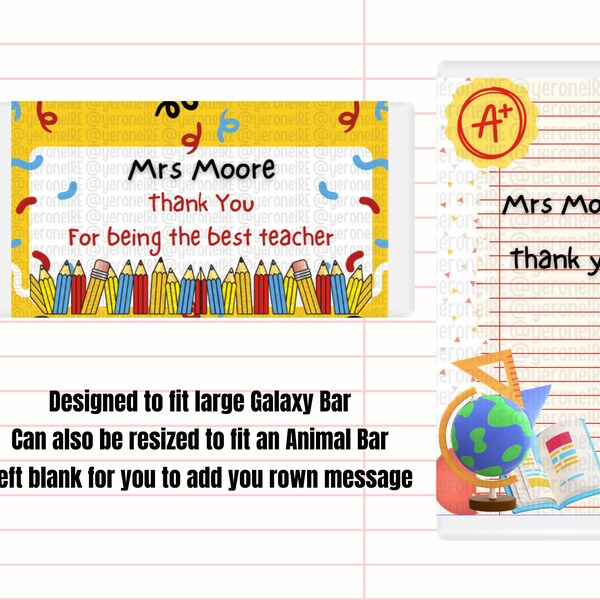 Teacher Appreciation Chocolate Wrapper - Etsy