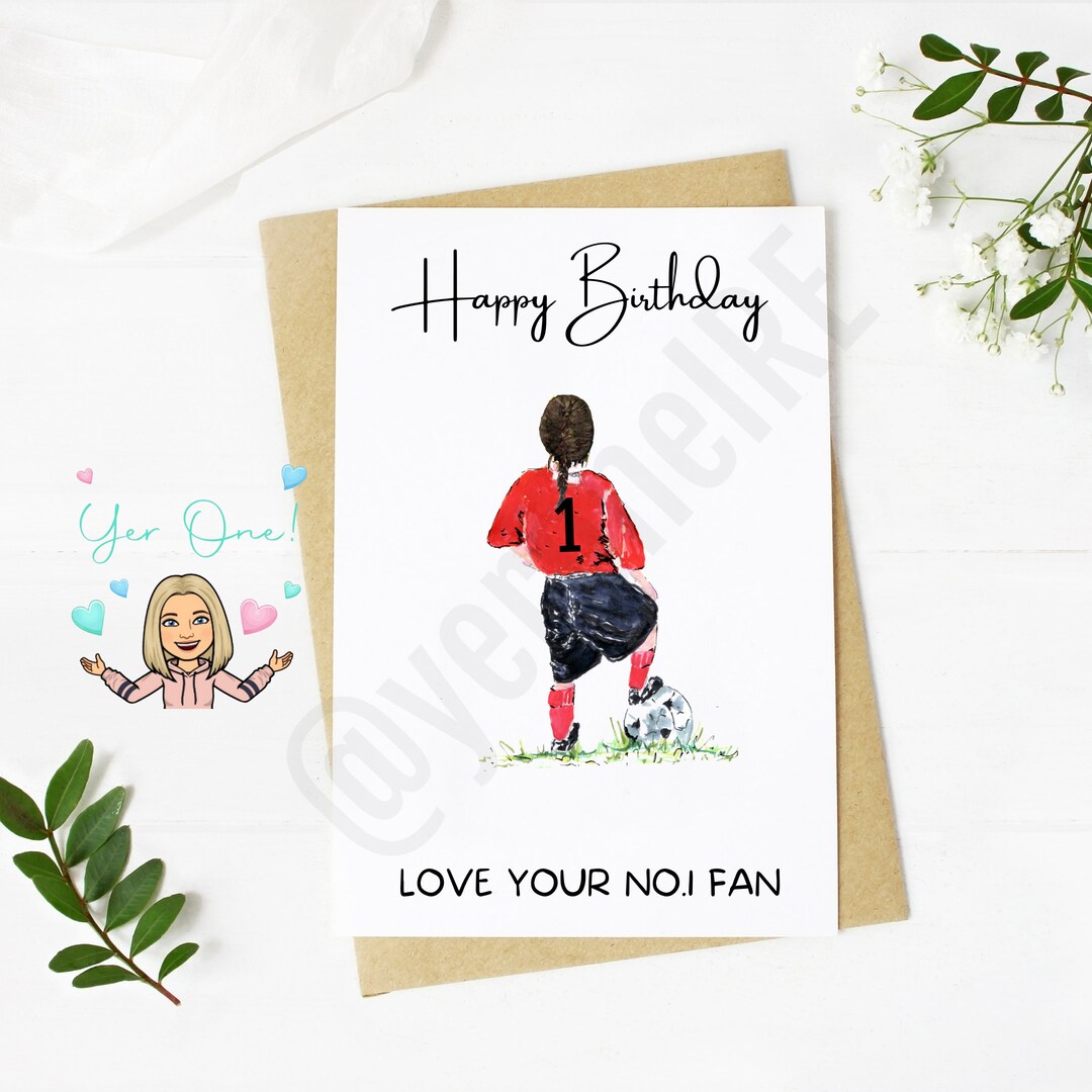 Happy Birthday Greeting Card, Football Girl Dad, Rainbow Art, Happy ...