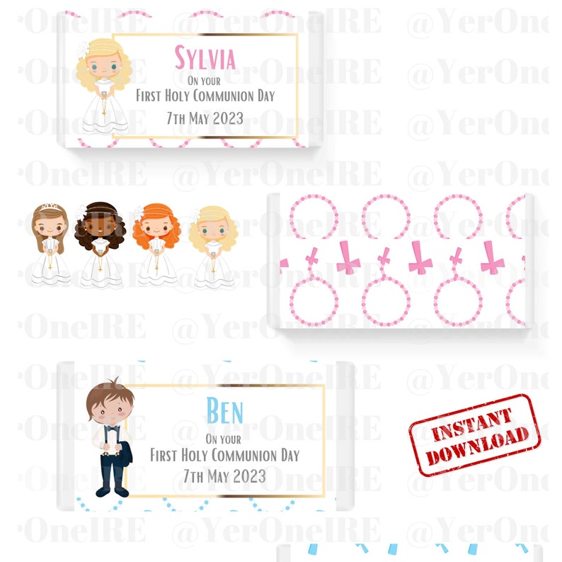 INSTANT DOWNLOAD - Cute First Holy Communion Chocolate Bar Wrapper ...