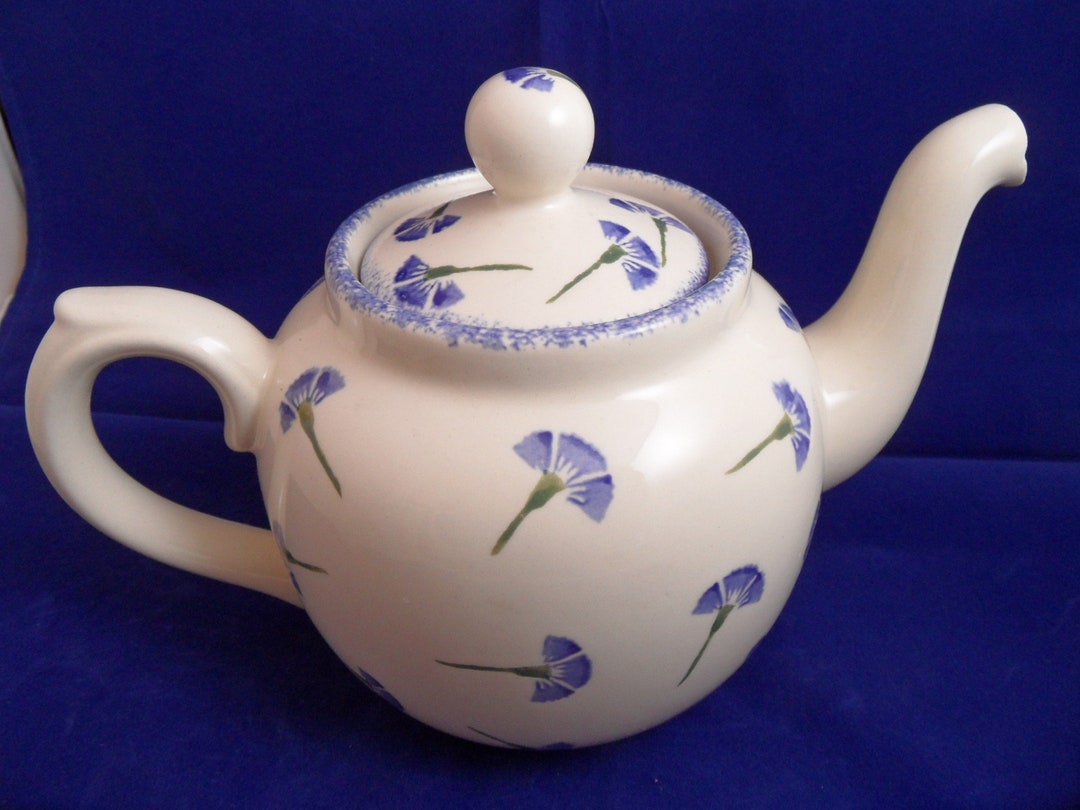 Brixton Pottery Cornflower Pattern Teapot - Etsy