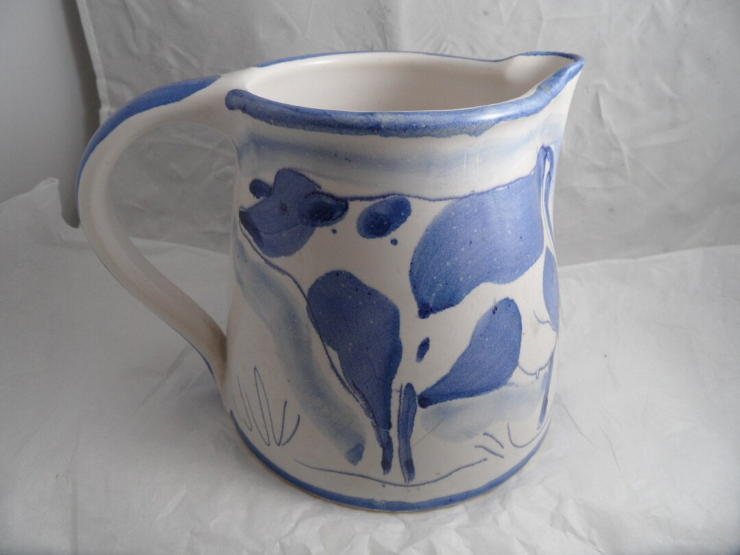 Val Sparkes Tiptoe Pottery Delft Cow Jug - Etsy
