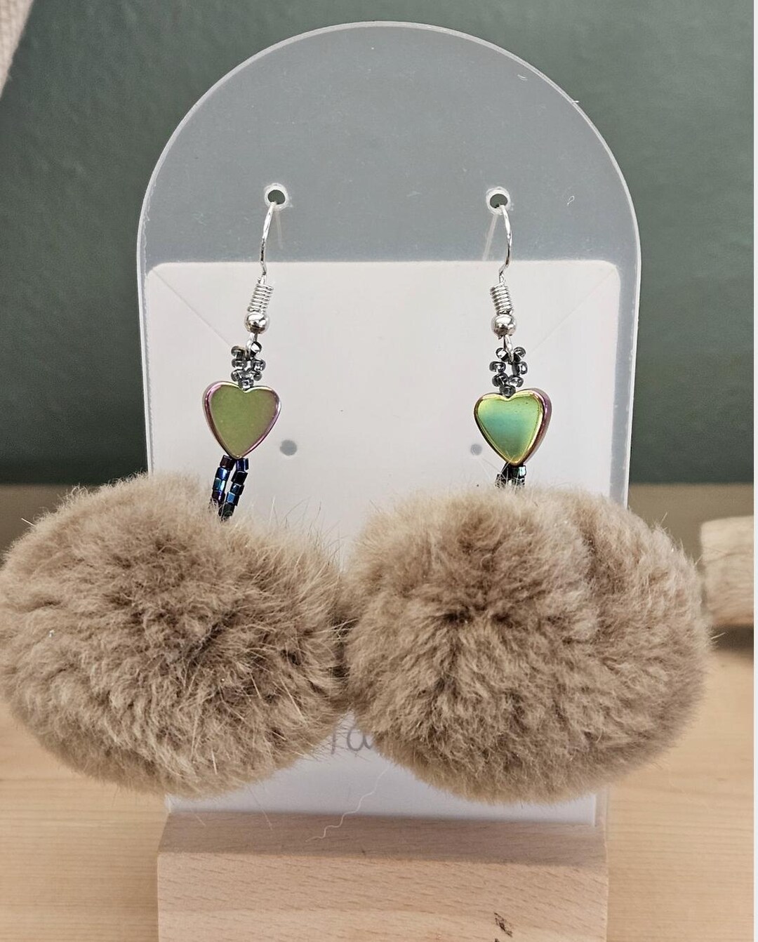 Beaver Pom Pom Drop Earrings, Hand Beaver Pom Pom Earrings, Earrings ...