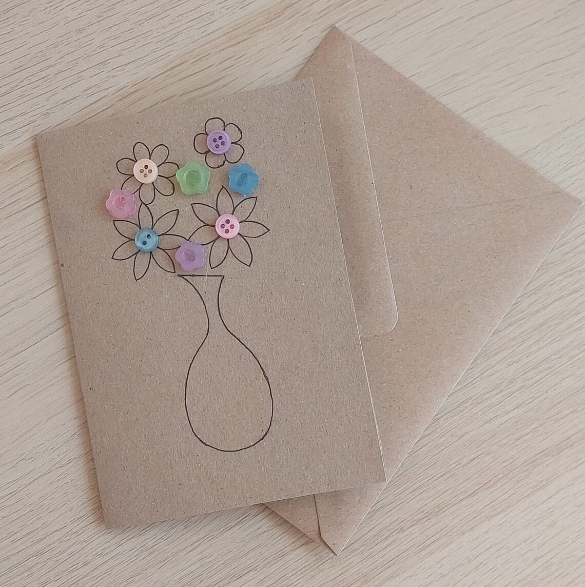 Handmade Vase of Flowers Greeting Card - Etsy