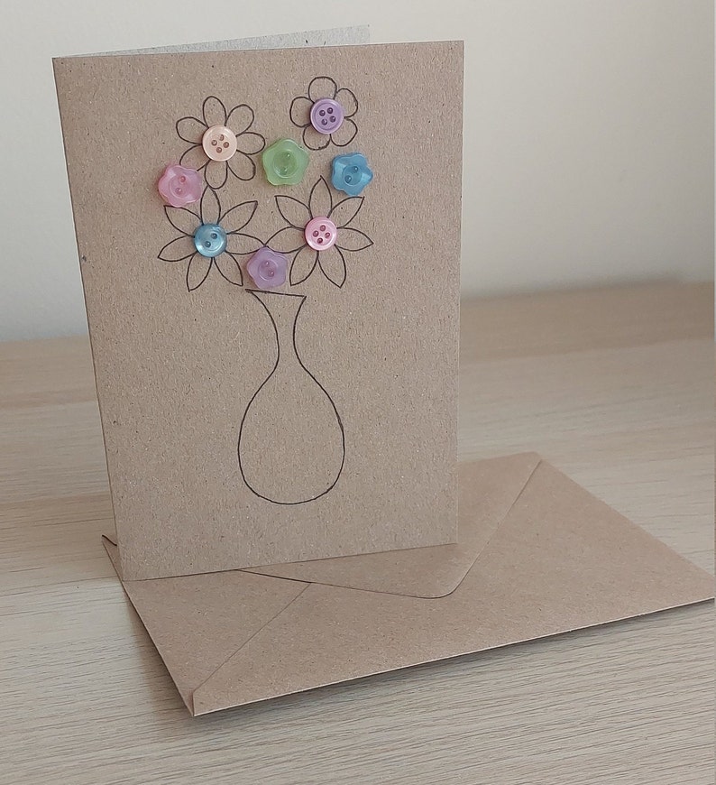 Handmade Vase of Flowers Greeting Card - Etsy