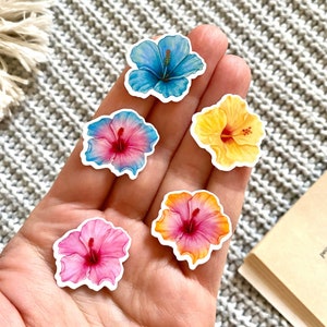 Hibiscus Flower Sticker, Mini Small Stickers Pack, Hawaiian Plants ...