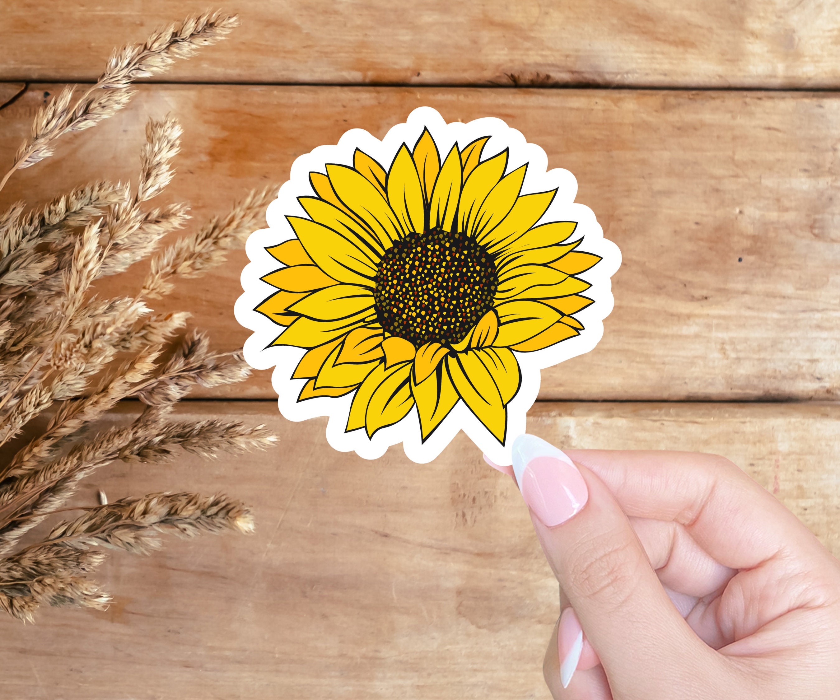 Sunflower Mini Sticker Pack, Small Yellow Flower, Wildflower Decal ...