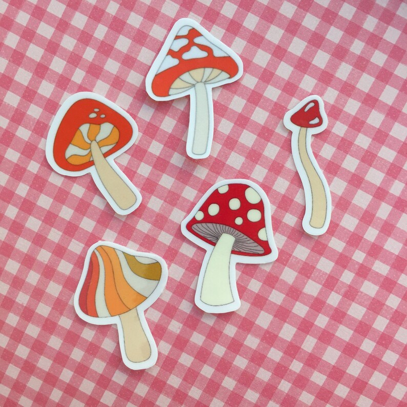 Mini Mushrooms Sticker Pack Aesthetic Stickers Retro - Etsy