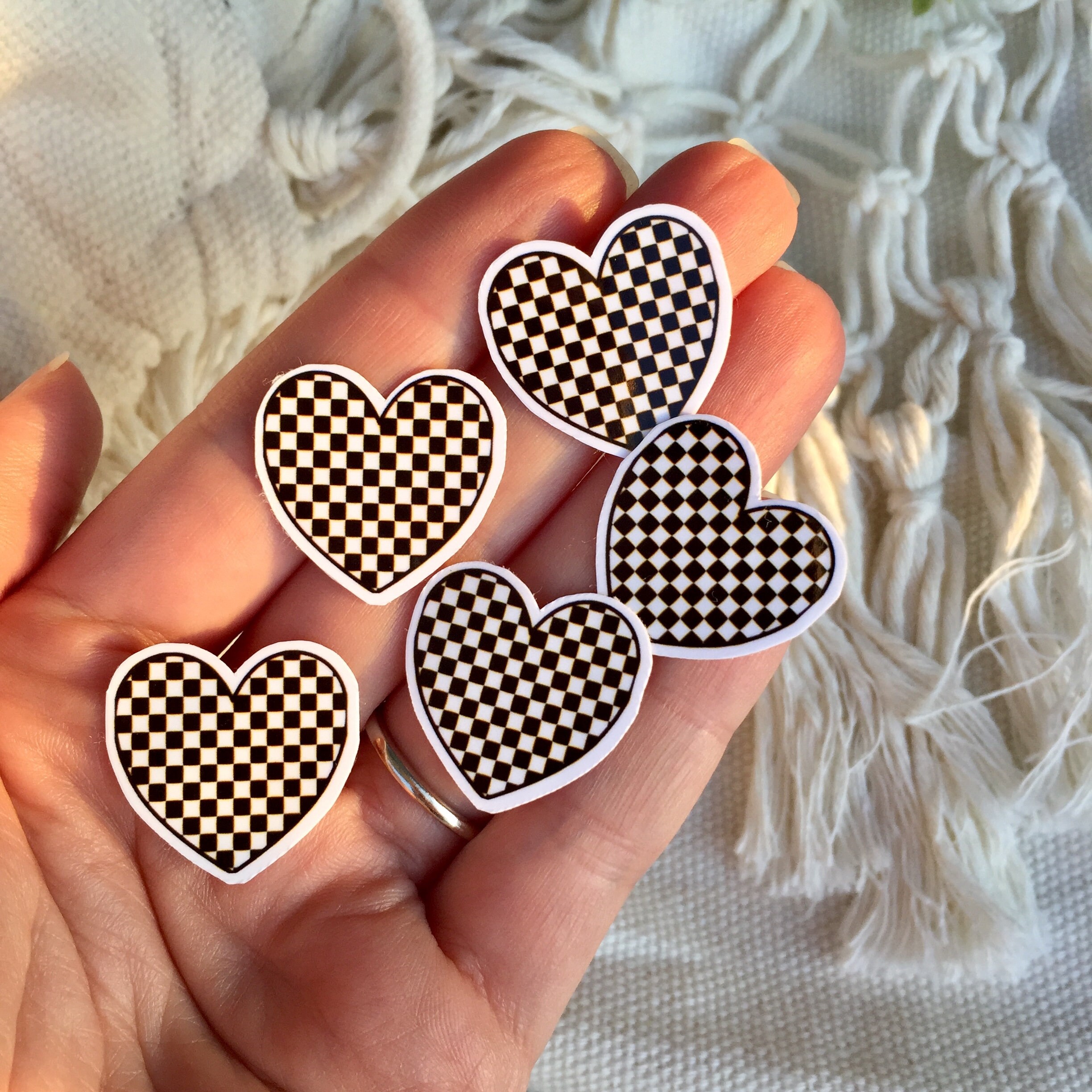 Mini Heart Stickers Checkerboard Heart Stickers Mini Phone | Etsy