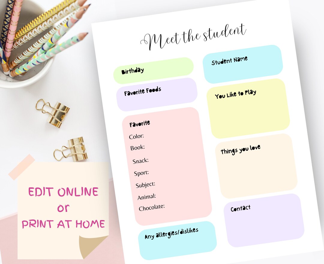 Meet the Teacher Template, Teacher Favorite Questionnaire, Teacher ...