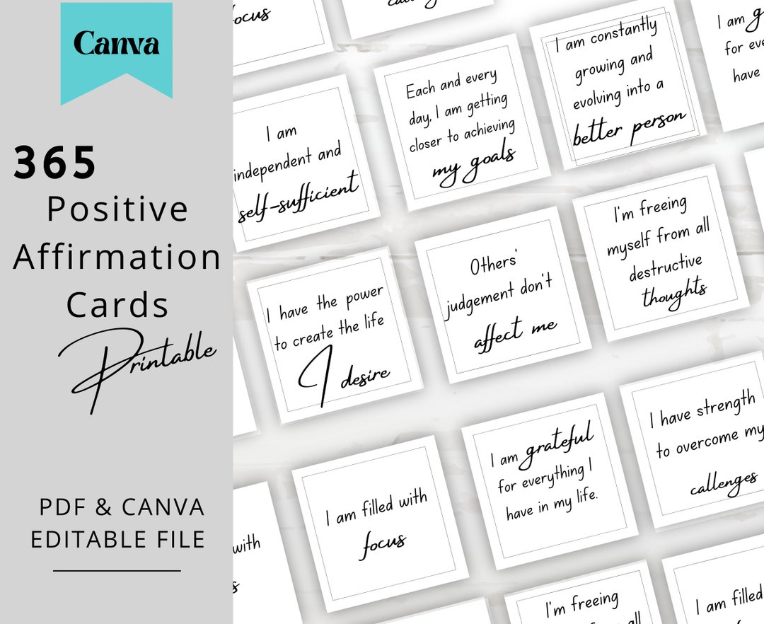 Daily Affirmation Cards Printable, Affirmation Deck, Vision Board ...