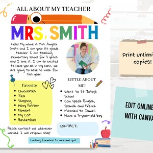 EDITABLE Meet the Teacher Template Teacher Favorite Things - Etsy