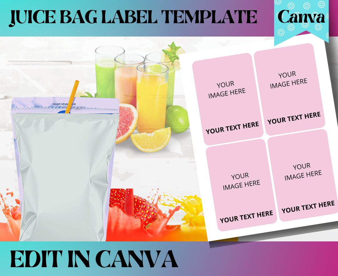 Juice Label Template, Chip Bag Template, Instant Download, Digital ...