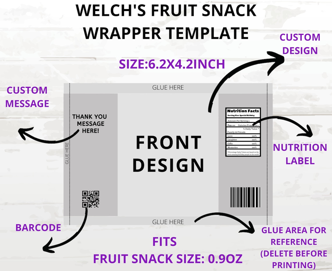Fruit Snack Template Candy Bag Template Chip Bag Template - Etsy