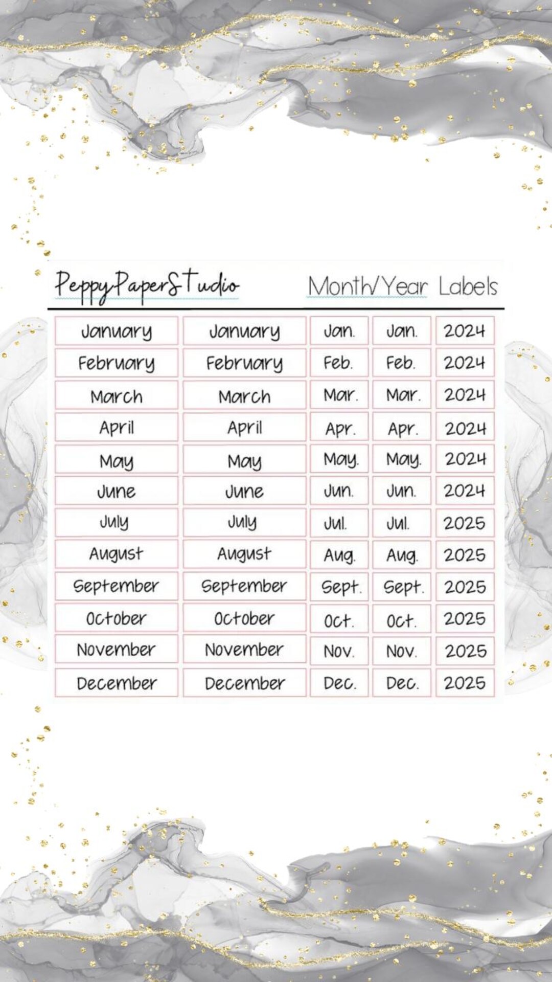 Month and Year Sticker Tote Labels DIY Income Taxes File Box Memory Box ...