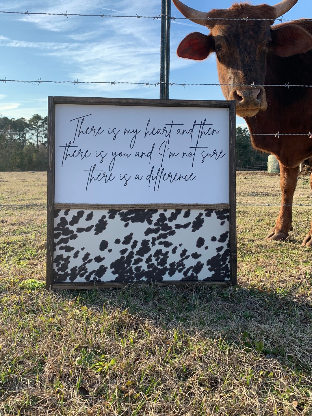 Cow Hide Wall Sign Western Decor Framed Signs - Etsy
