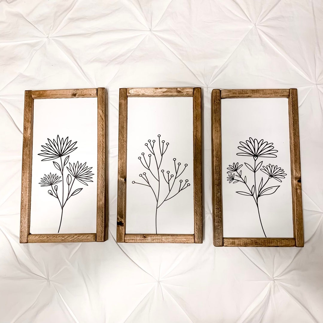 Wildflower Sign | Wildflower Line Art | Farmhouse Spring Sign ...