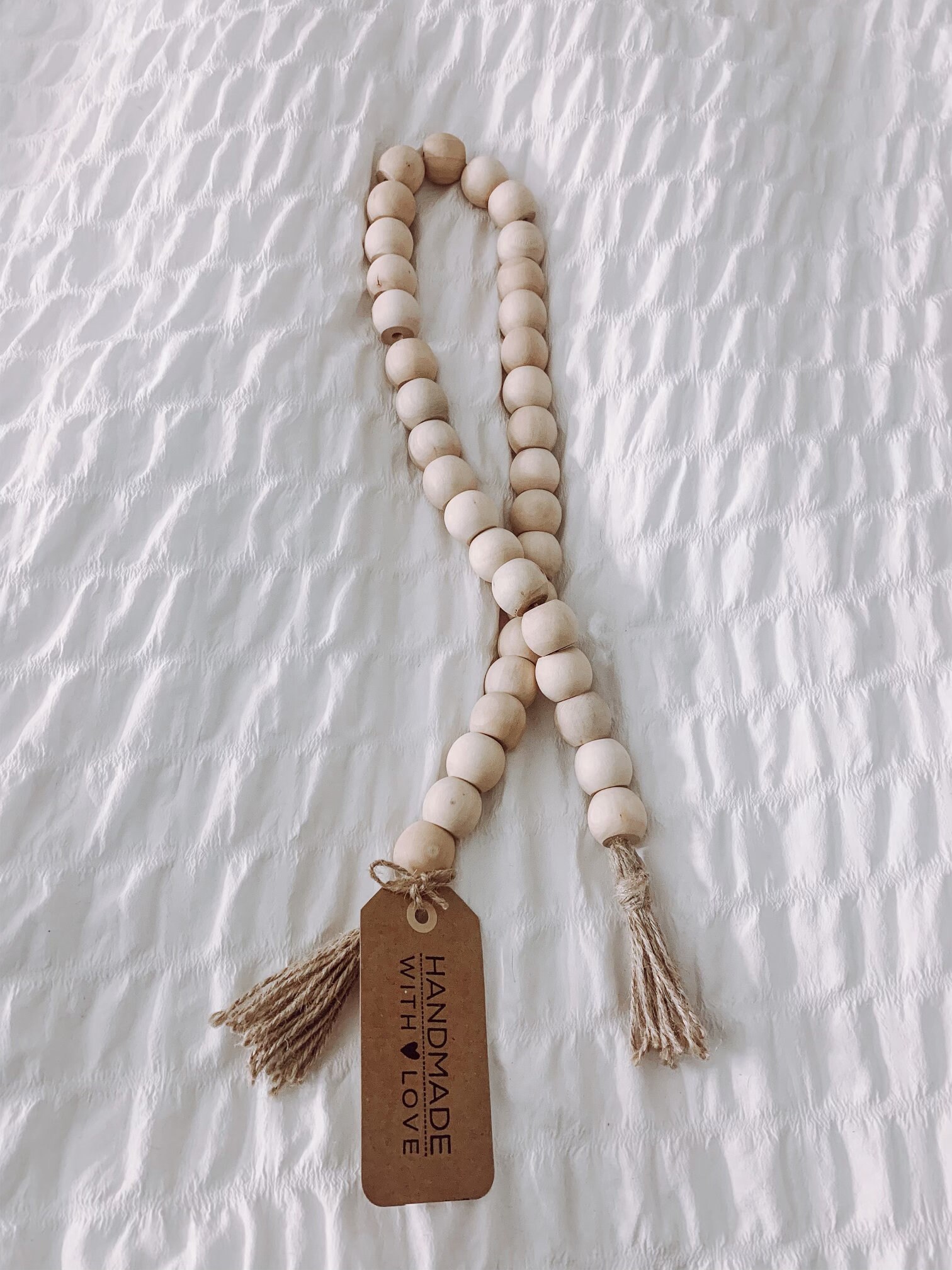 Farmhouse Wood Bead Garland | Natural Wood Beaded Garland | Rustic ...